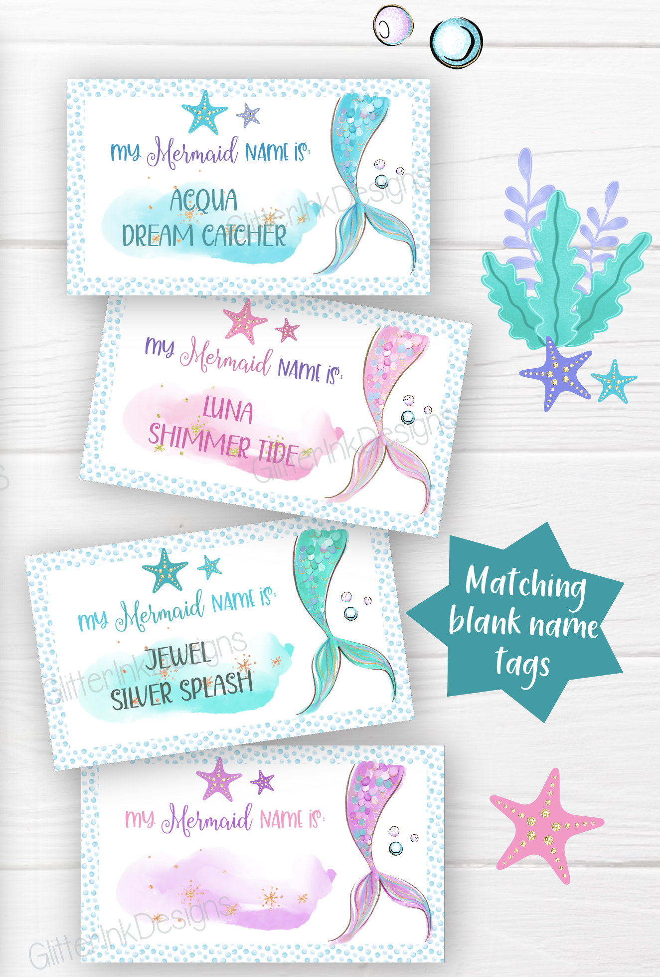 What's Your Mermaid Name Printable Party Game, Under the Sea Birthday ...