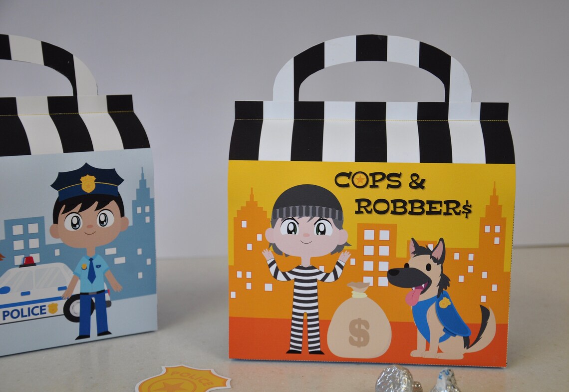 Cops and Robbers Police Party Favor Box - Digital PDF Printable DIY ...