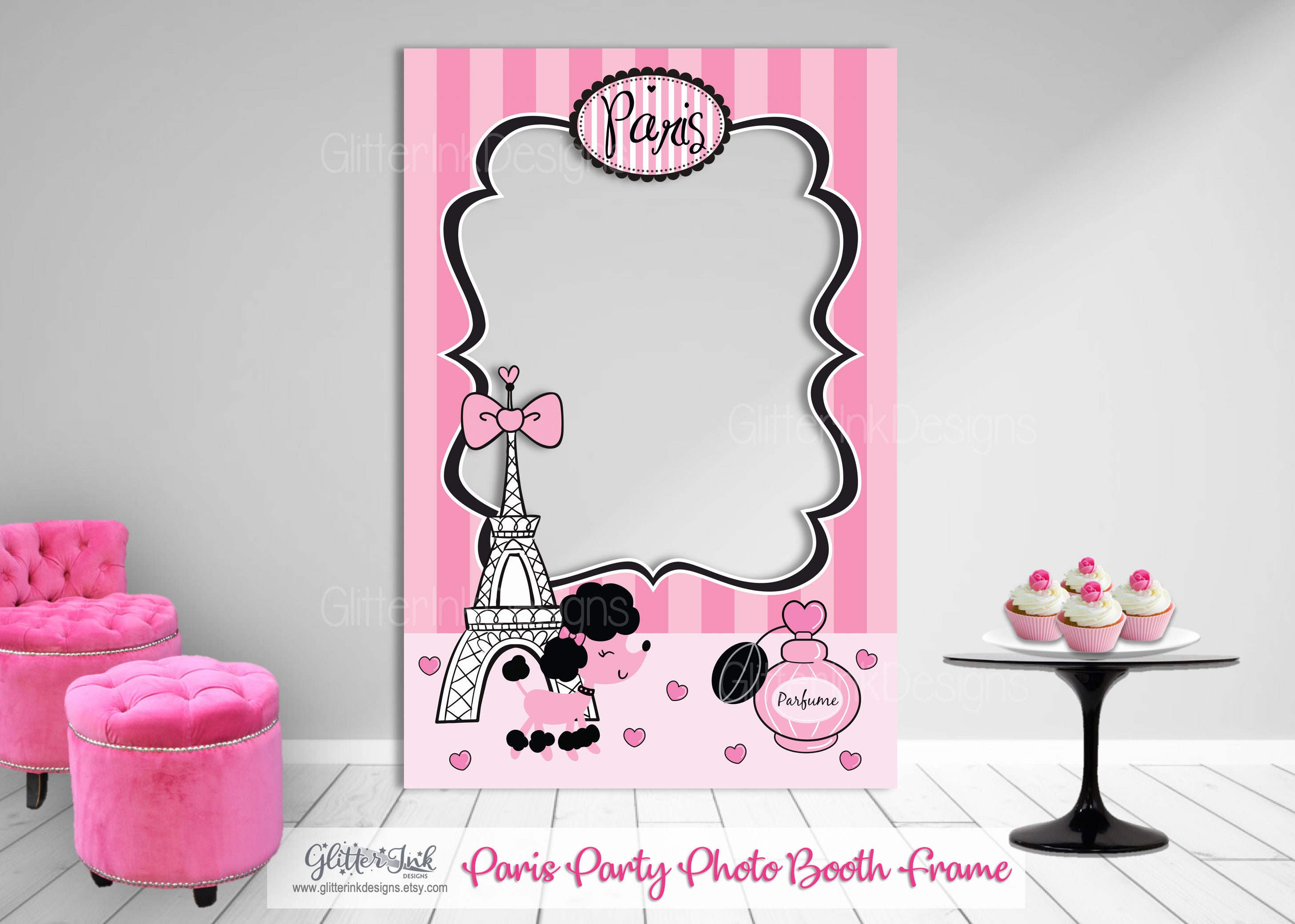 PRINTABLE 24x36" Paris Theme Party Photo Booth Frame / Paris Party Prop ...