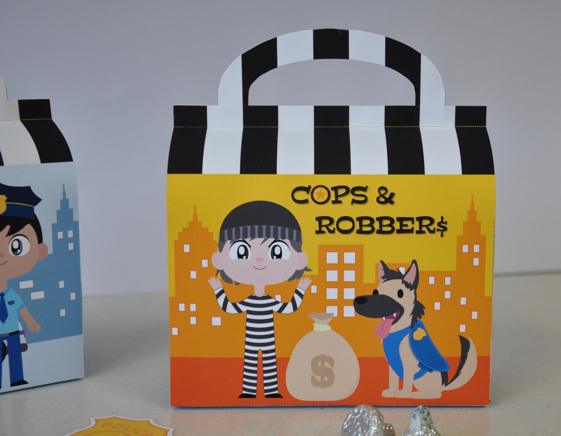 Cops and Robbers Police Party Favor Box Digital PDF - Etsy