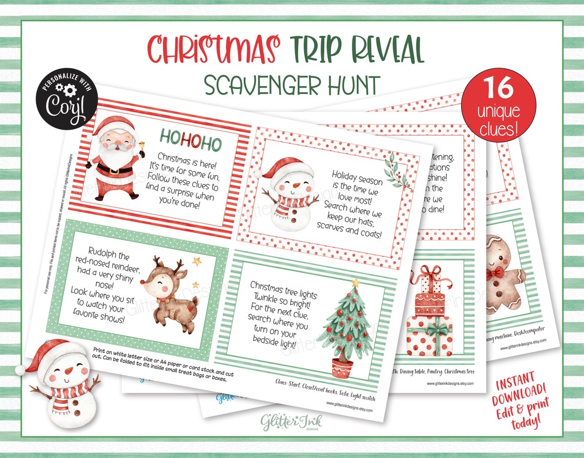Christmas Surprise Cruise Trip Reveal Scavenger Hunt & Boarding Pass ...