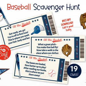 Baseball Game Reveal Scavenger Hunt and Editable Tickets, Birthday or ...