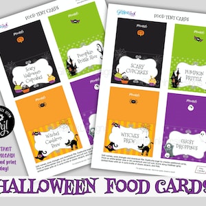 Halloween Party Food Tent Cards / Halloween Printable Treat Bag Toppers ...