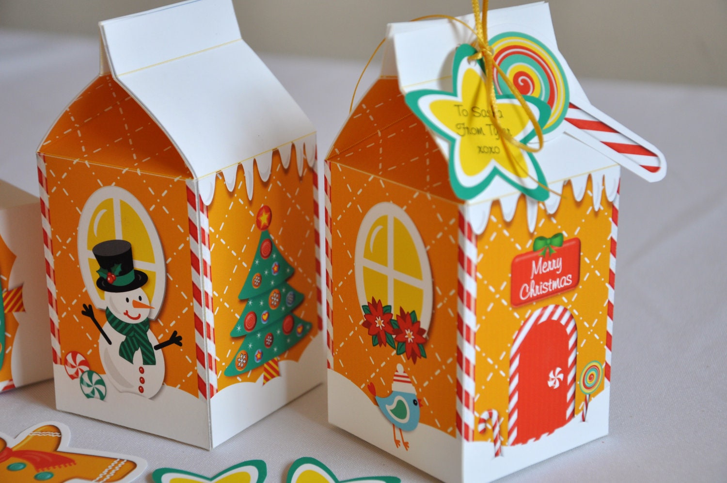 Christmas gift box / Gingerbread house milk carton / | Etsy