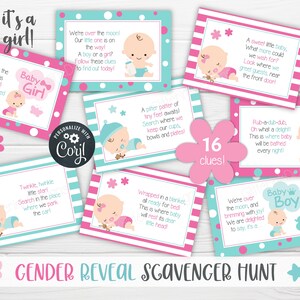 Gender Reveal Scavenger Hunt Clue Cards / Gender Reveal | Etsy