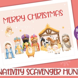 Nativity Scene Christmas Scavenger Hunt Clue Cards, Printable Treasure ...