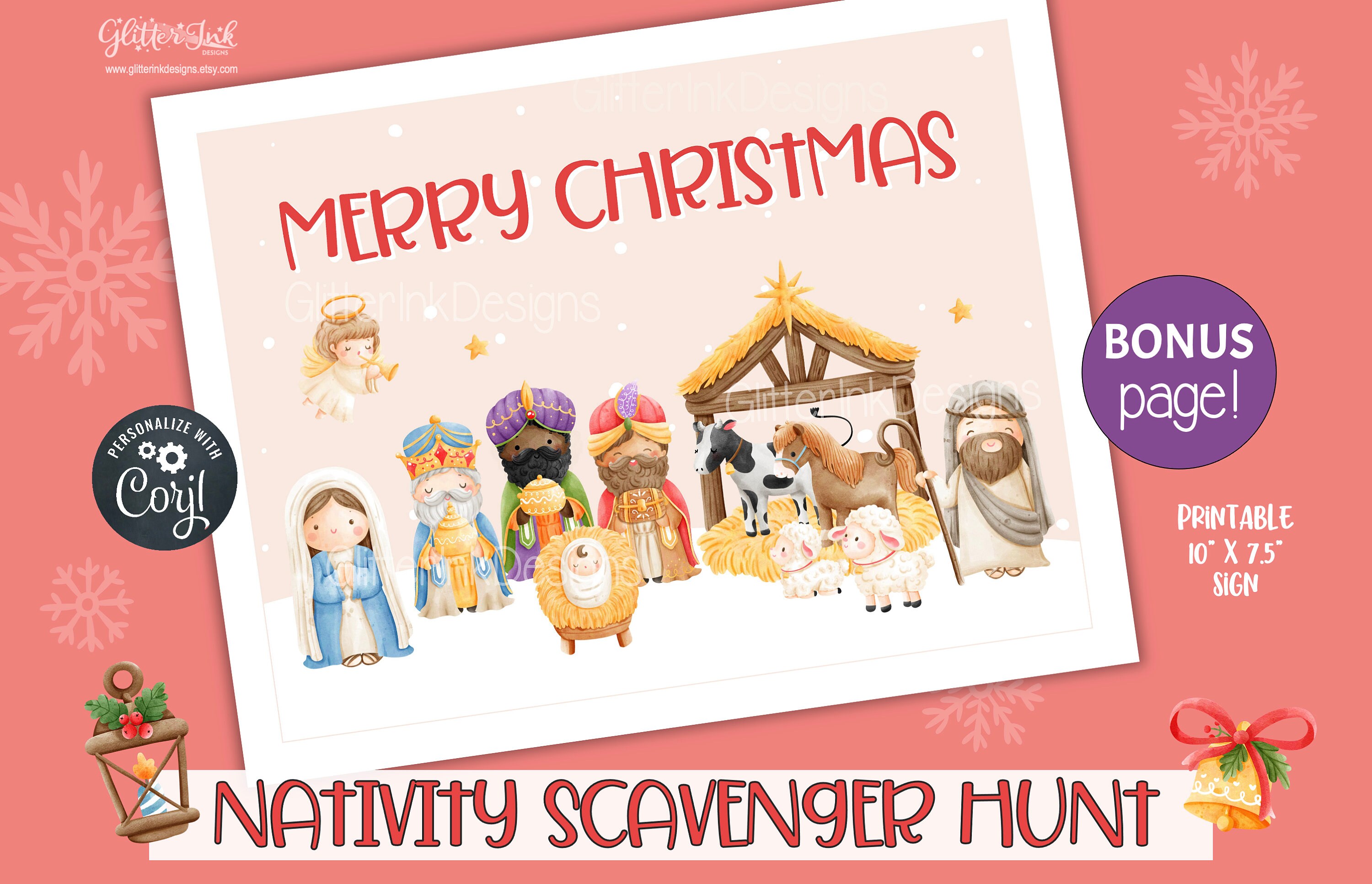 Nativity Scene Christmas Scavenger Hunt Clue Cards, Printable Treasure ...