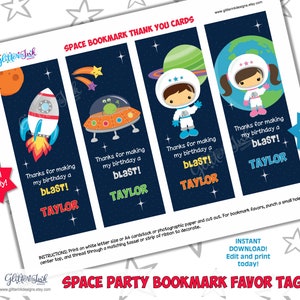 Outer Space Printable Bookmarks / Space Party Favors / Spaceship ...