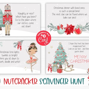 Nutcracker Christmas Scavenger Hunt Clue Cards, Indoor Family Games ...