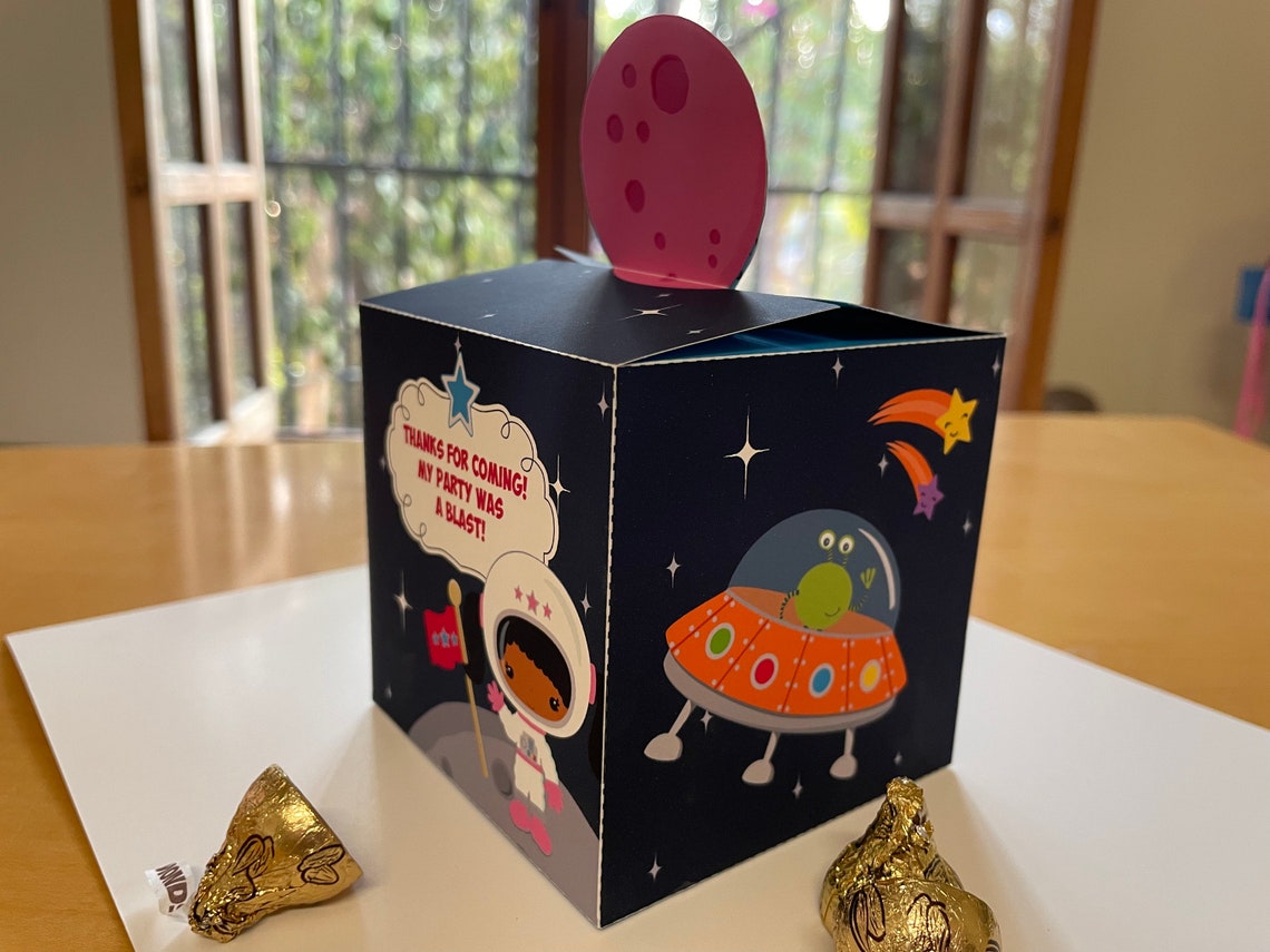 Outer Space Astronaut Party Favor Box / Rocket Party Favors Girl ...