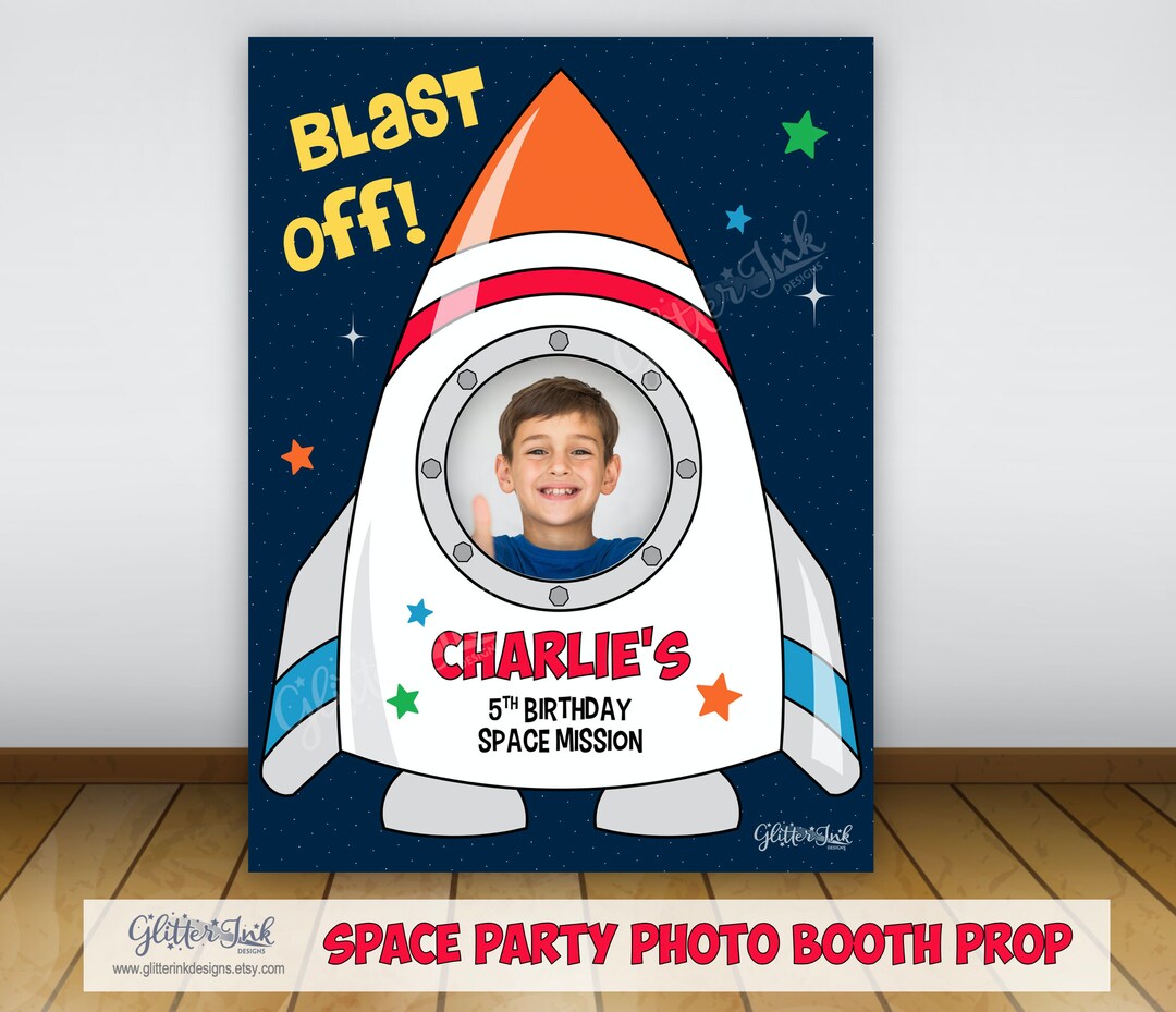 Outer Space Party Photo Booth Frame / Rocket Printable Party Prop ...