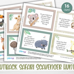 Jungle Safari Animal Scavenger Hunt Clue Cards / Australian Outback ...