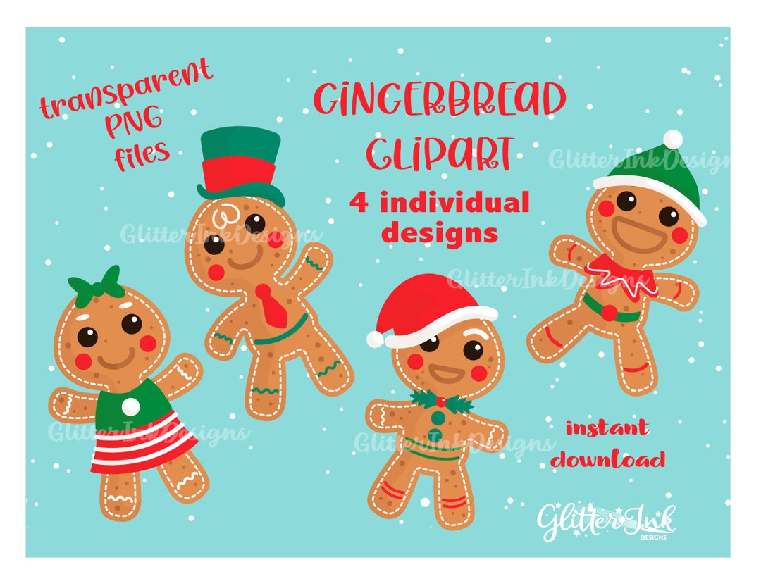 Gingerbread Digital Clipart PNG Files Instant Download / Christmas ...
