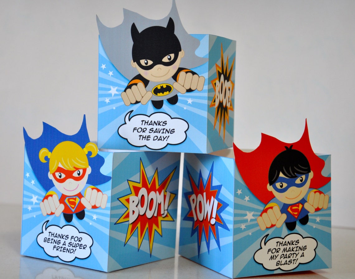Superhero Popcorn Boxes / Super Hero Party Favor Box / Superheroes ...