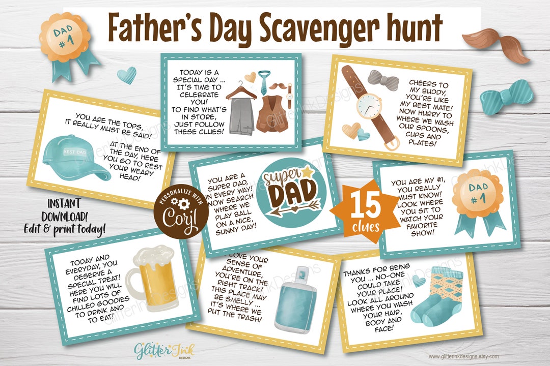 Father's Day Scavenger Hunt / Best Dad Ever Treasure Hunt Clues / Super ...