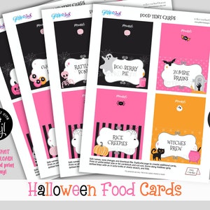 Halloween Party Food Tent Cards / Orange and Pink Halloween Printable ...