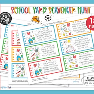 School Yard Outdoor Playground Scavenger Hunt Rhyming Riddle Clue Cards ...