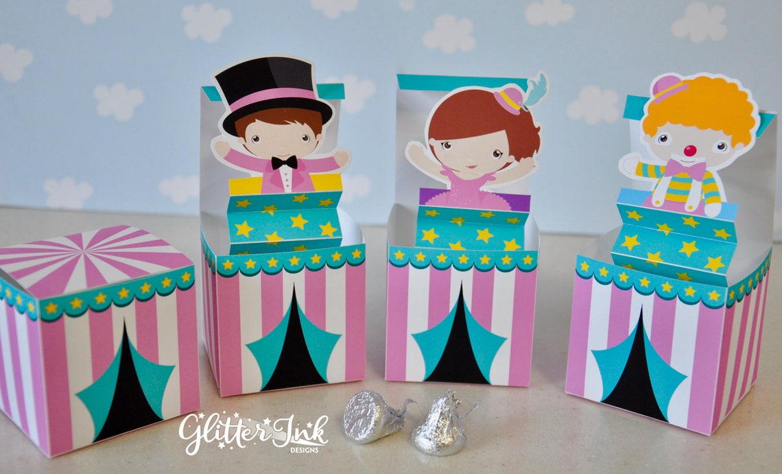 Circus Carnival Kids Pop up Favor Box Jack in the Box PDF Printable ...