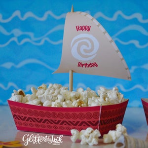 Moana Popcorn Tray Sail Boat Themed Party Favors, Hawaiian Birthday ...