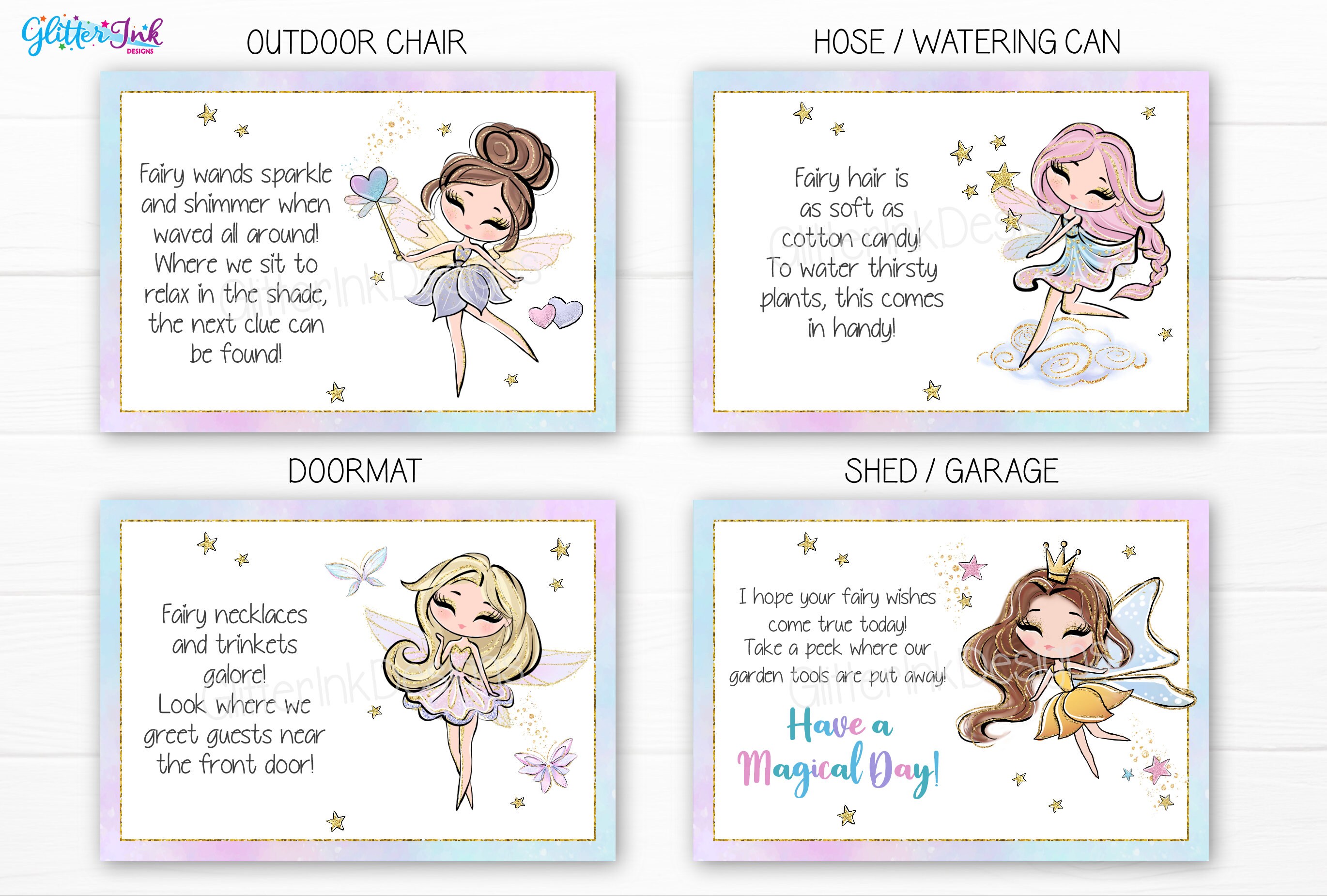 Outdoor Fairy Party Scavenger Hunt Clue Cards, Enchanted Garden Fairies ...