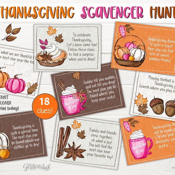 Thanksgiving Treasure Hunt Clues - Etsy