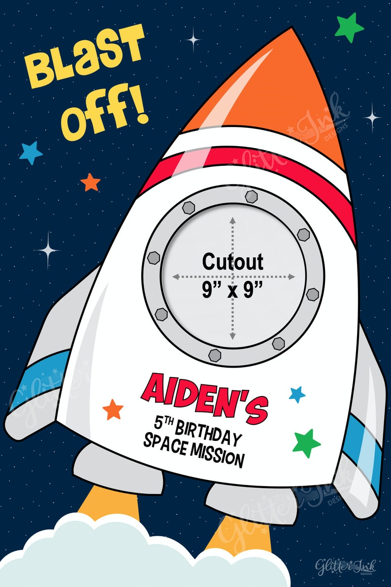 Outer Space Party Photo Booth Frame / Rocket Printable Party - Etsy