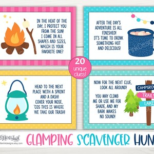 Glamping Party Scavenger Hunt / Camping Printables Outdoor Activities ...