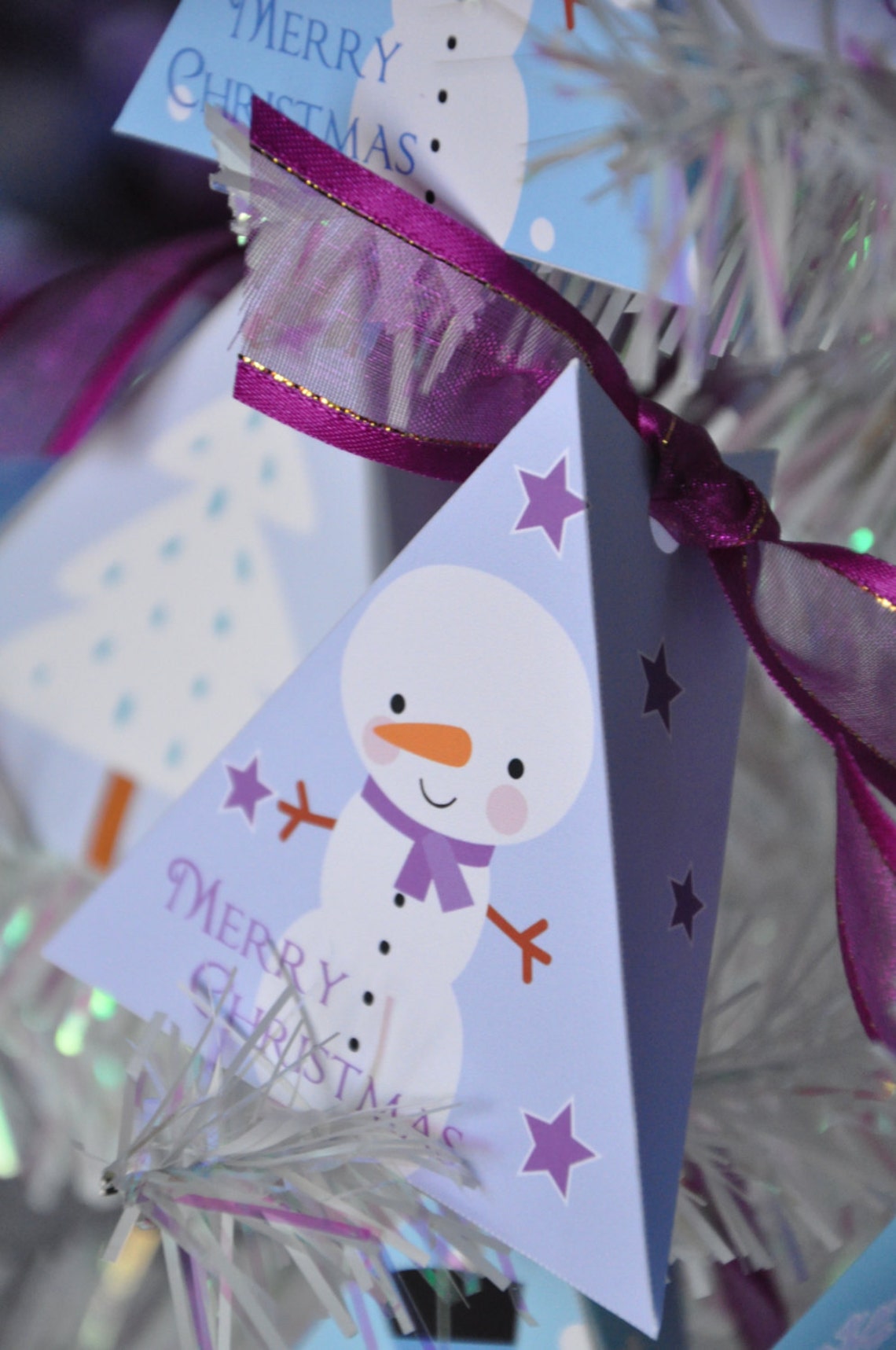 Snowman Merry Christmas Triangle Gift Box PDF Printable - Etsy