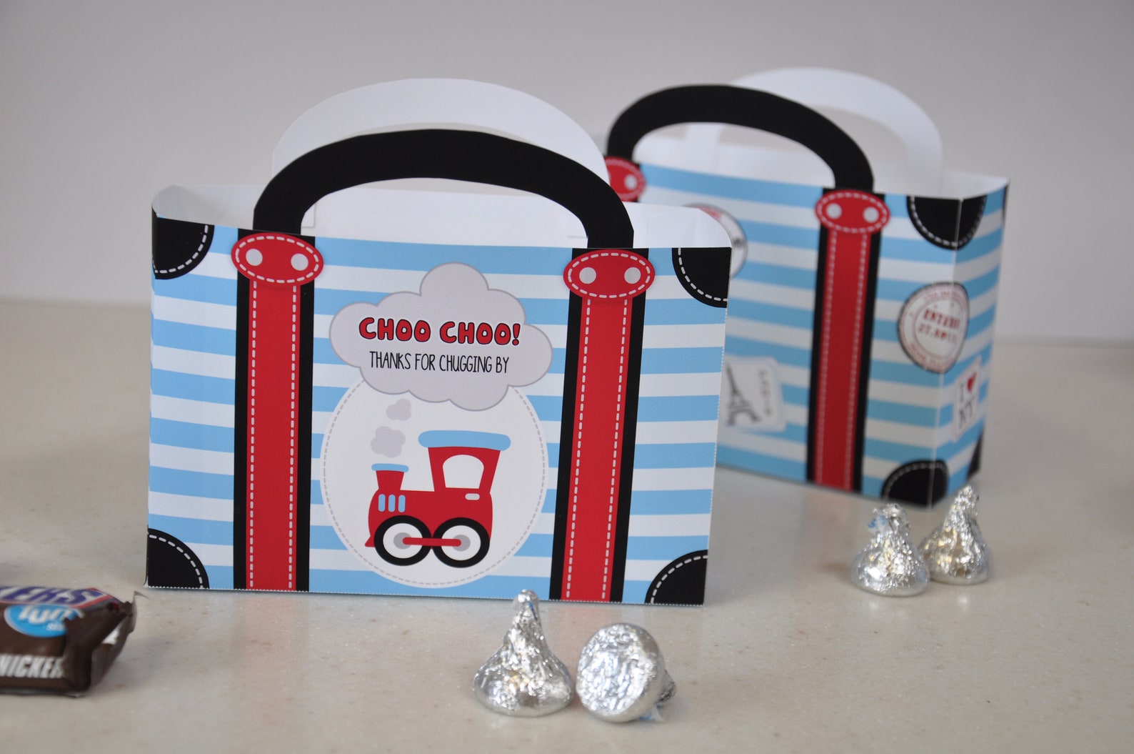Train Party Suitcase Favor Box - Blue Red and Black Pdf Printable ...