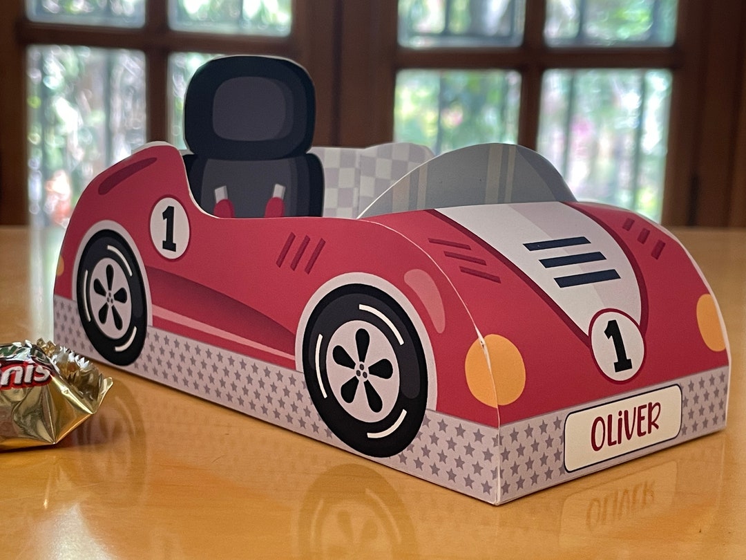 Race Car Party Favors Snack Box, Fast One Birthday Treat Boxes ...
