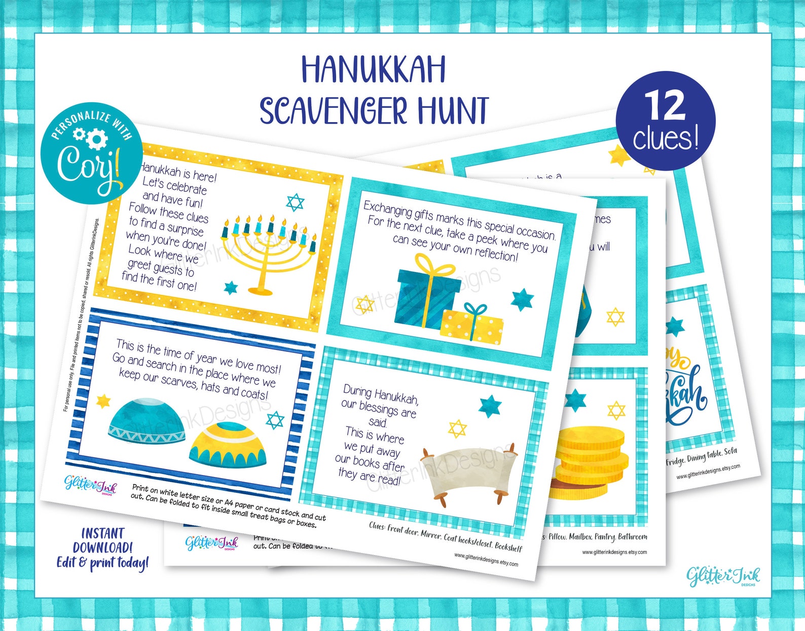 Hanukkah Scavenger Hunt Clue Cards / Hanukkah Treasure Hunt - Etsy