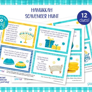 Hanukkah Scavenger Hunt Clue Cards / Hanukkah Treasure Hunt Clues ...
