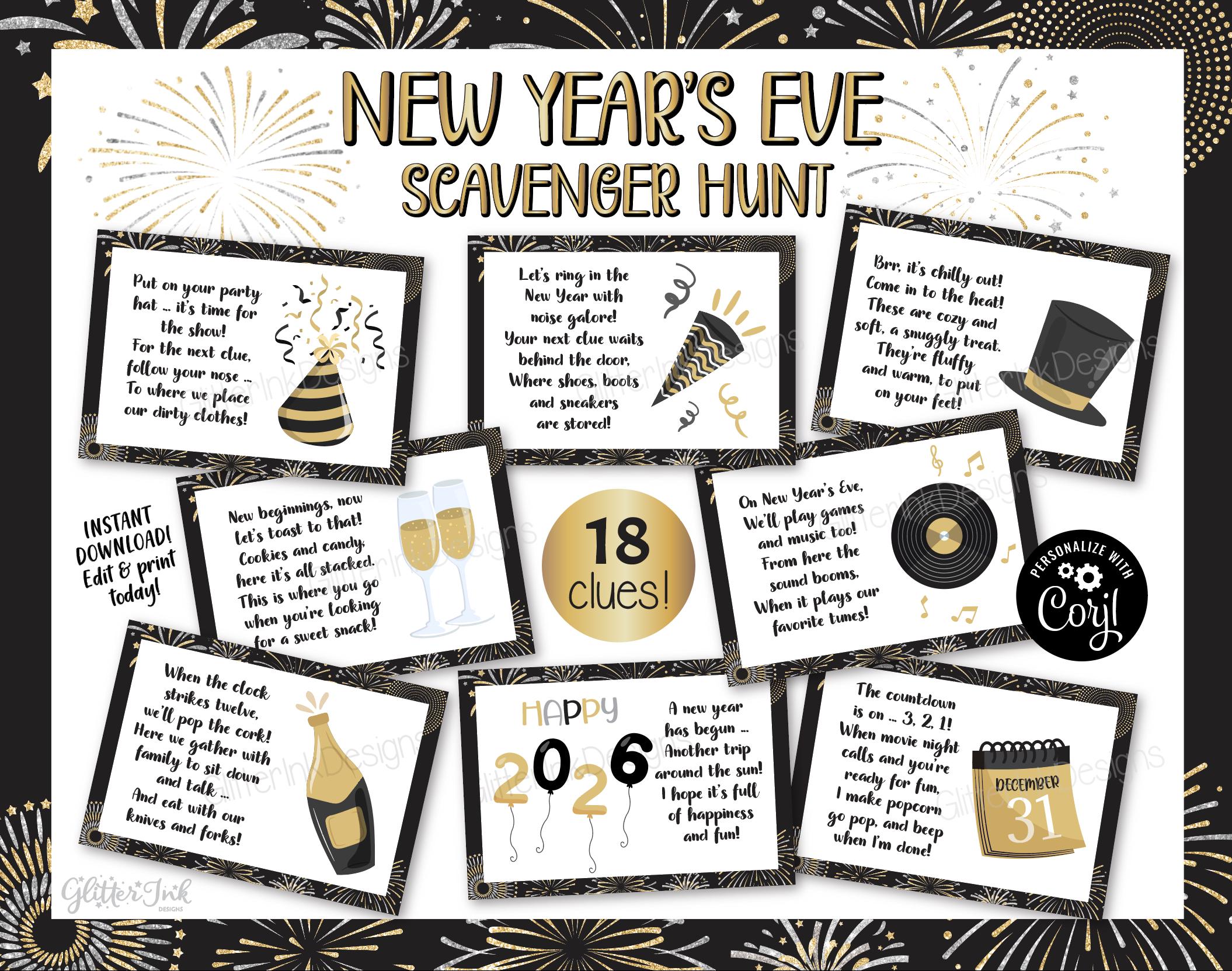 2026 New Years Eve Scavenger Hunt for Kids, New Year's Eve Family Party ...