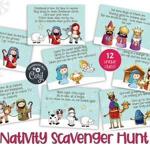 Nativity Scene Christmas Scavenger Hunt Clue Cards / Christmas - Etsy