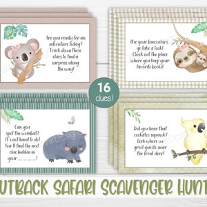 Jungle Safari Animal Scavenger Hunt Clue Cards / Australian Outback ...