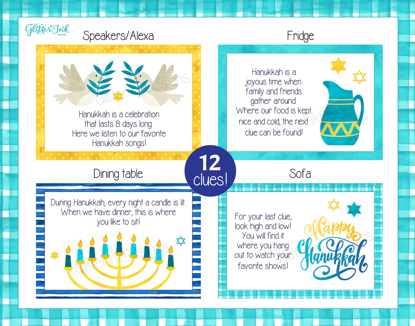 Hanukkah Scavenger Hunt Clue Cards / Hanukkah Treasure Hunt - Etsy