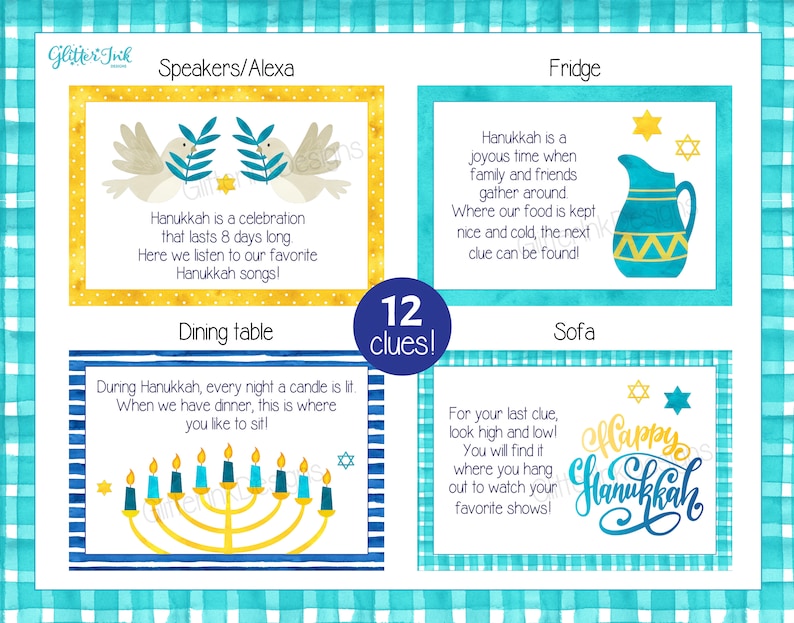 Hanukkah Scavenger Hunt Clue Cards / Hanukkah Treasure Hunt - Etsy