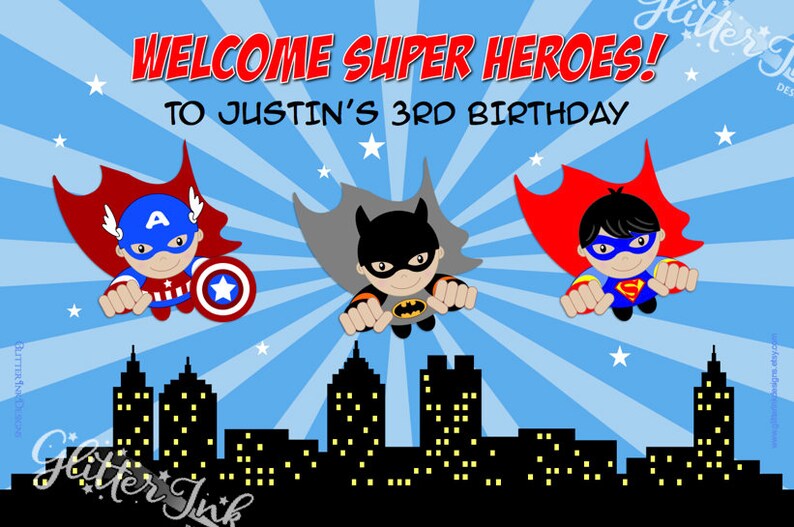 PRINTABLE Superhero Party Backdrop / Super Hero Wall Art / - Etsy