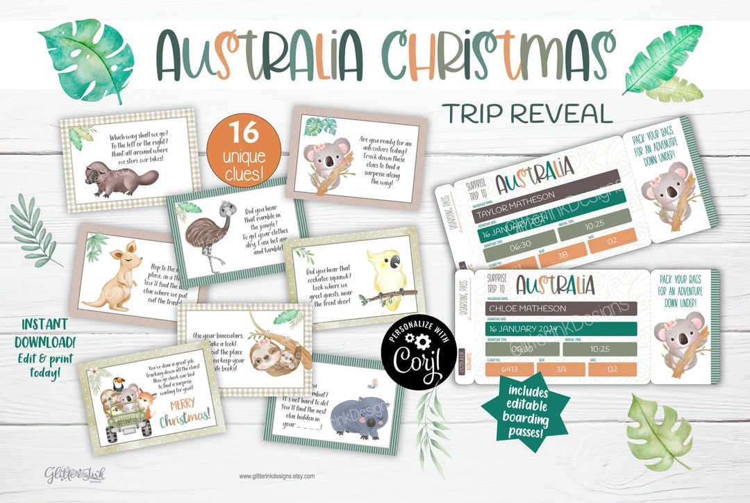 Australia Surprise Trip Reveal Scavenger Hunt Boarding Passes ...