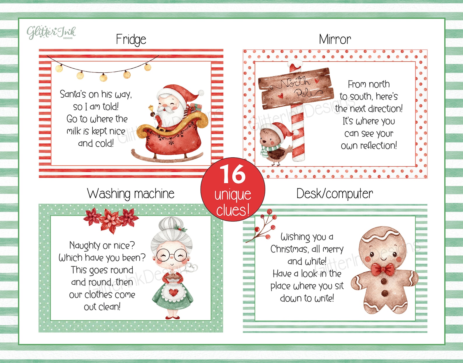 Christmas Scavenger Hunt Clue Cards / Christmas Kids Treasure - Etsy