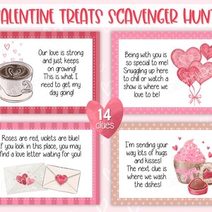 Valentine's Day Scavenger Hunt Clue Cards / Valentines Day Treasure ...