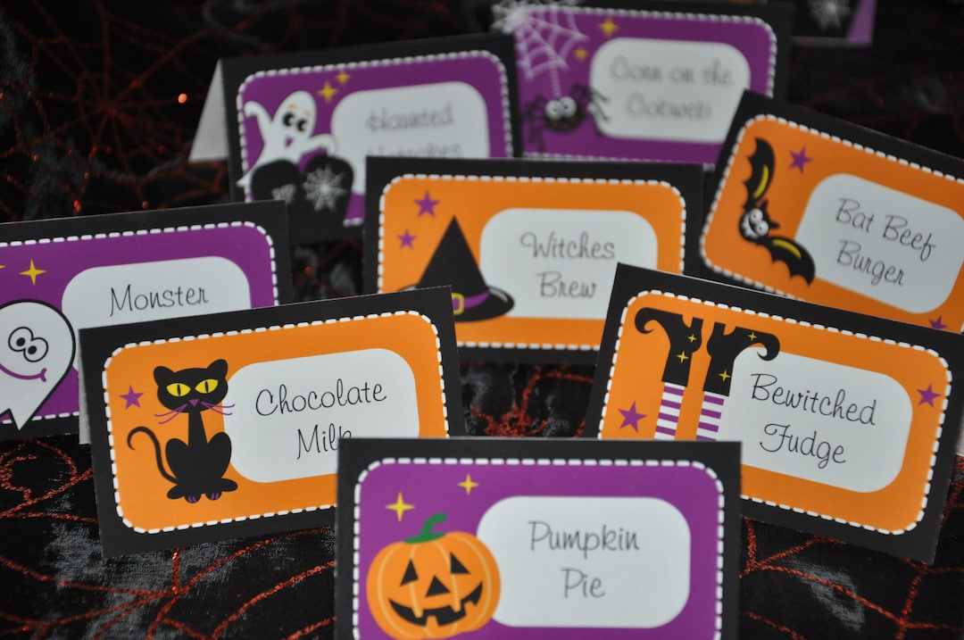 Halloween Party Printable Food Tent Cards and Candy Jar Labels, Spooky ...