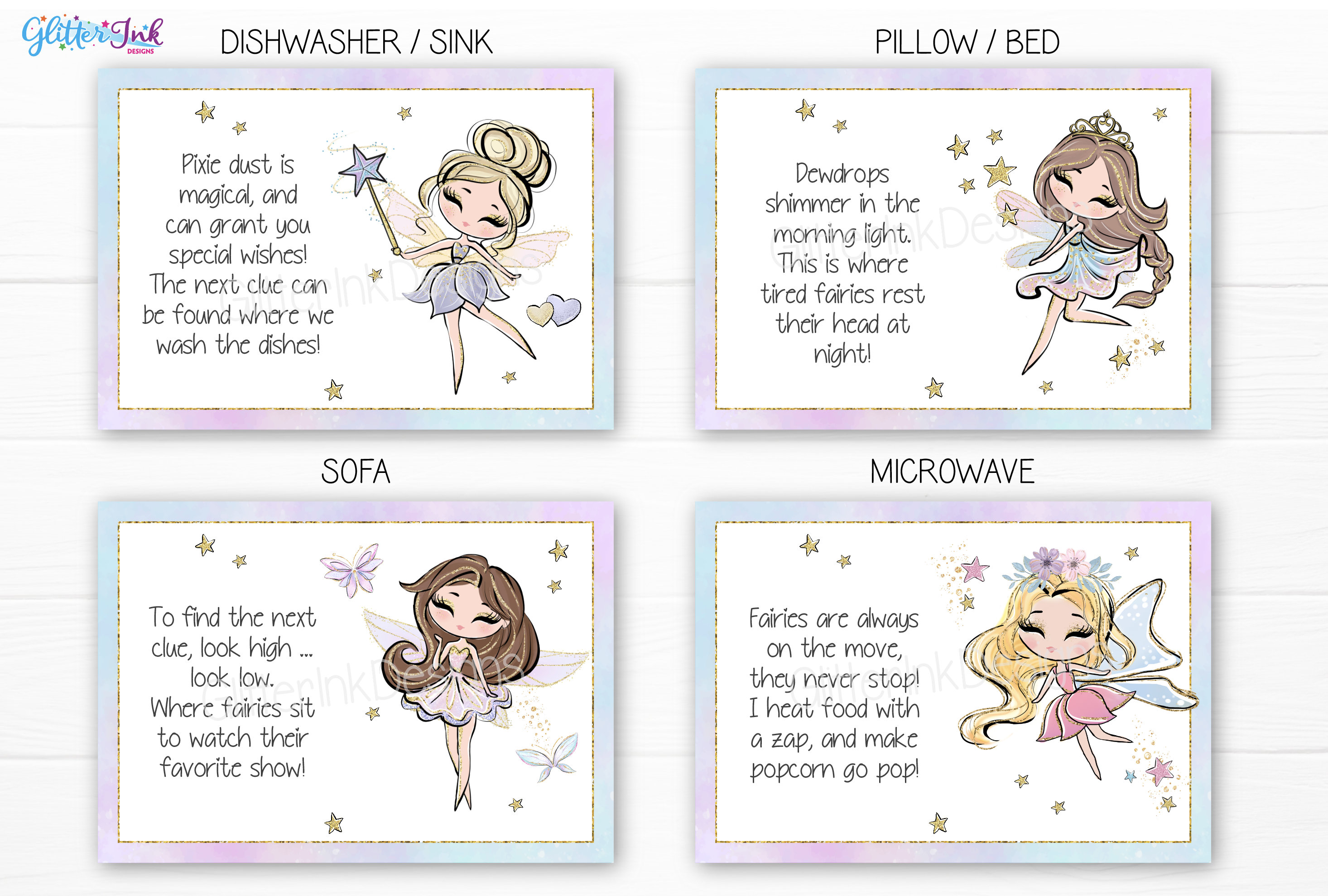 Indoor Fairy Scavenger Hunt Printable Clue Cards, Fairy Party Kids ...