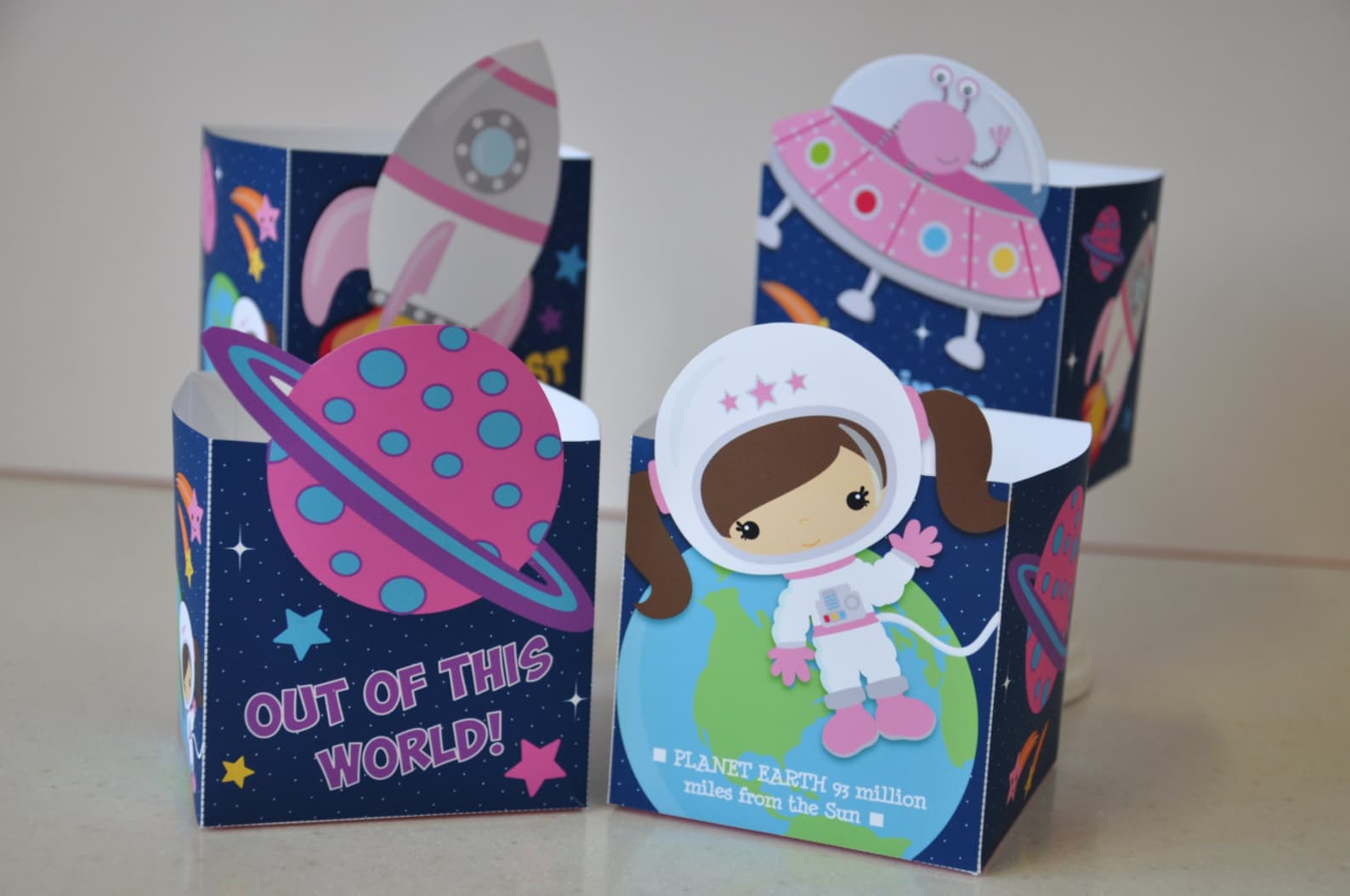 Space Party Popcorn Box / Rocket Planet Outer Space Treat Box | Etsy