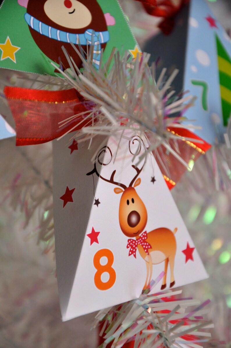 Christmas Tree Advent Calendar Printable Boxes / Christmas - Etsy