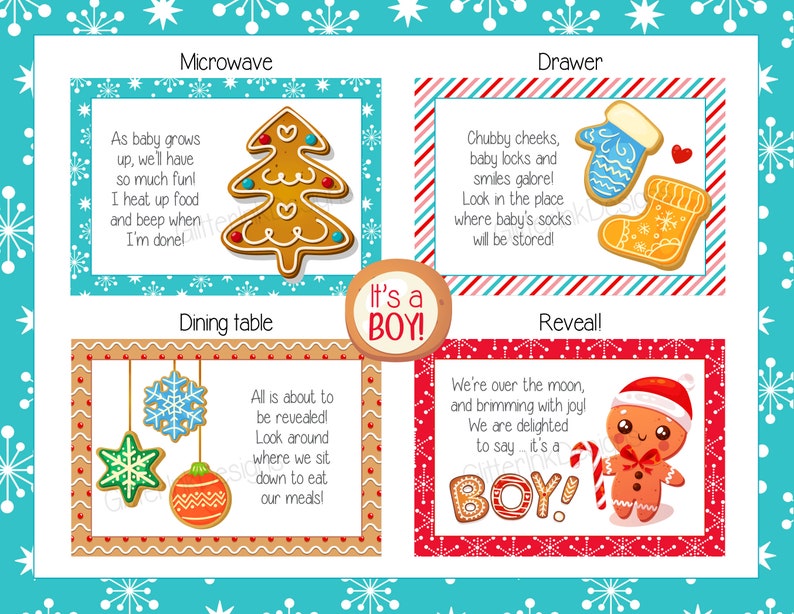 Gingerbread Gender Reveal Scavenger Hunt Clue Cards / - Etsy