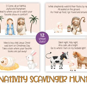 Nativity Scene Christmas Scavenger Hunt Clue Cards, Printable Treasure ...