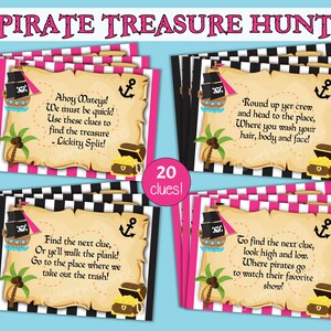 Pirate Treasure Hunt Clues for Kids / Pirate Party Scavenger Hunt Clue ...