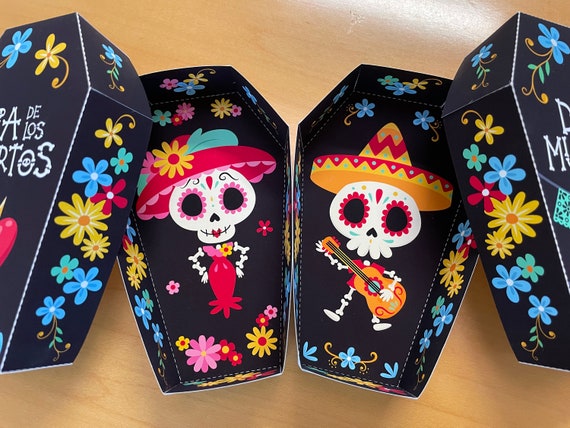 Day of the Dead coffin treat box / Dia de los Muertos sugar skull party ...