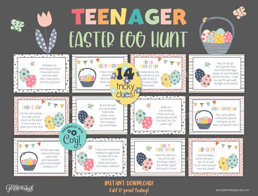Teens Easter Scavenger Hunt Tricky Clues / Teenagers Tween Older Kids ...